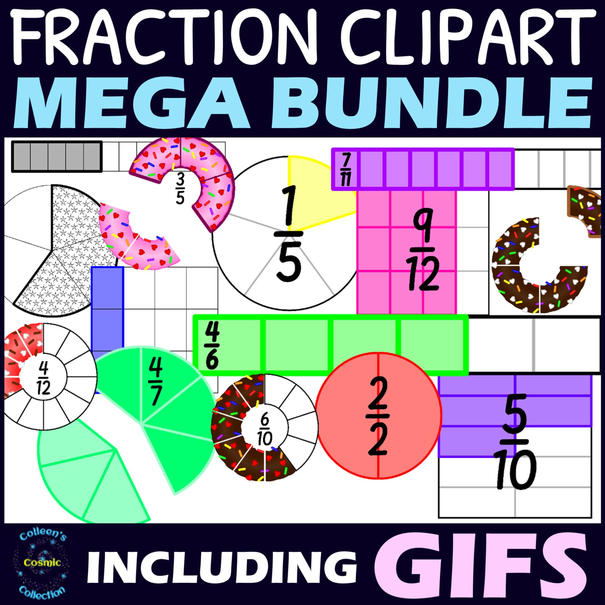 Fractions Clipart and GIFs MEGA BUNDLE - Animated Math Clip Art | Made ...