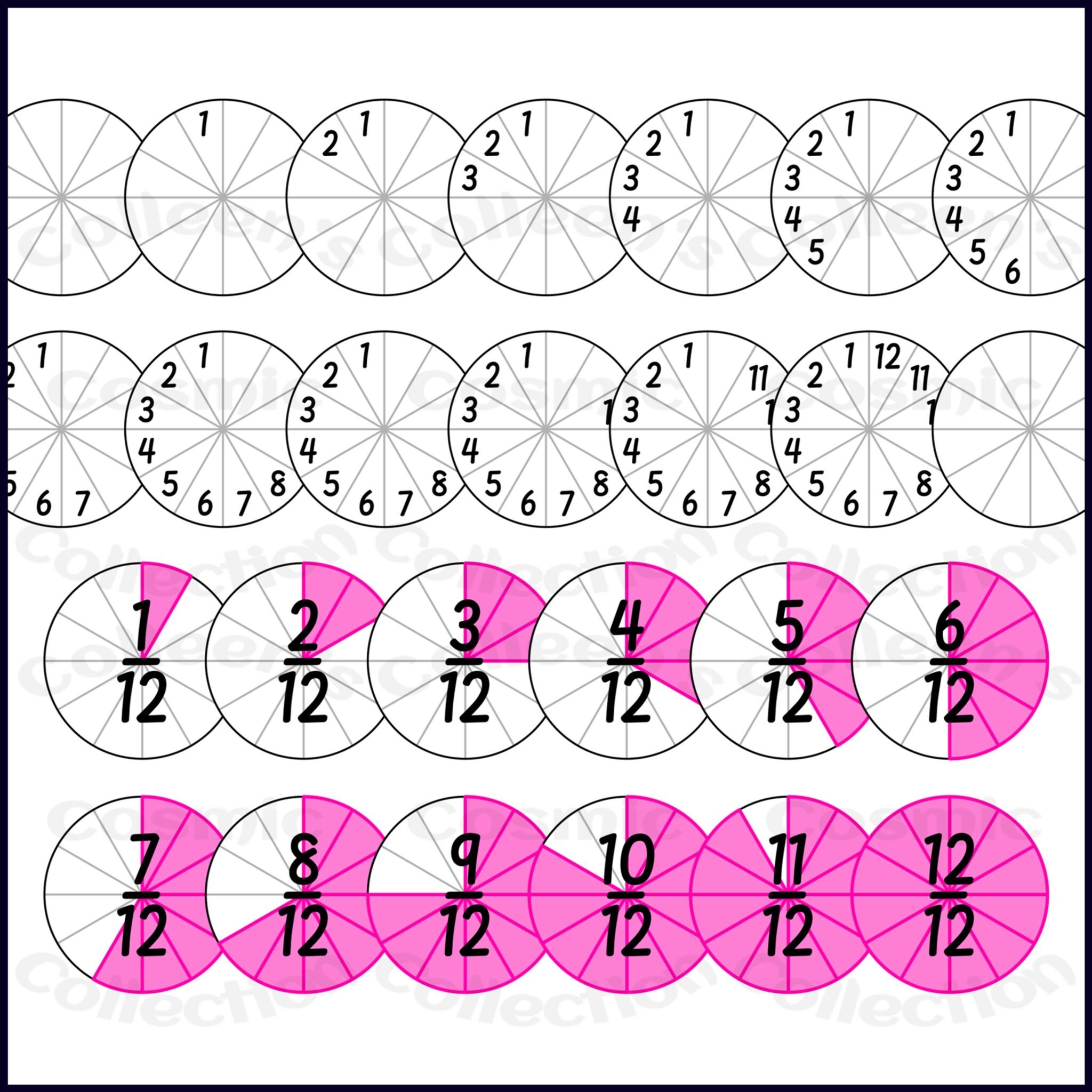 Animated GIF Shaded Circle Fractions Clipart | Made By Teachers