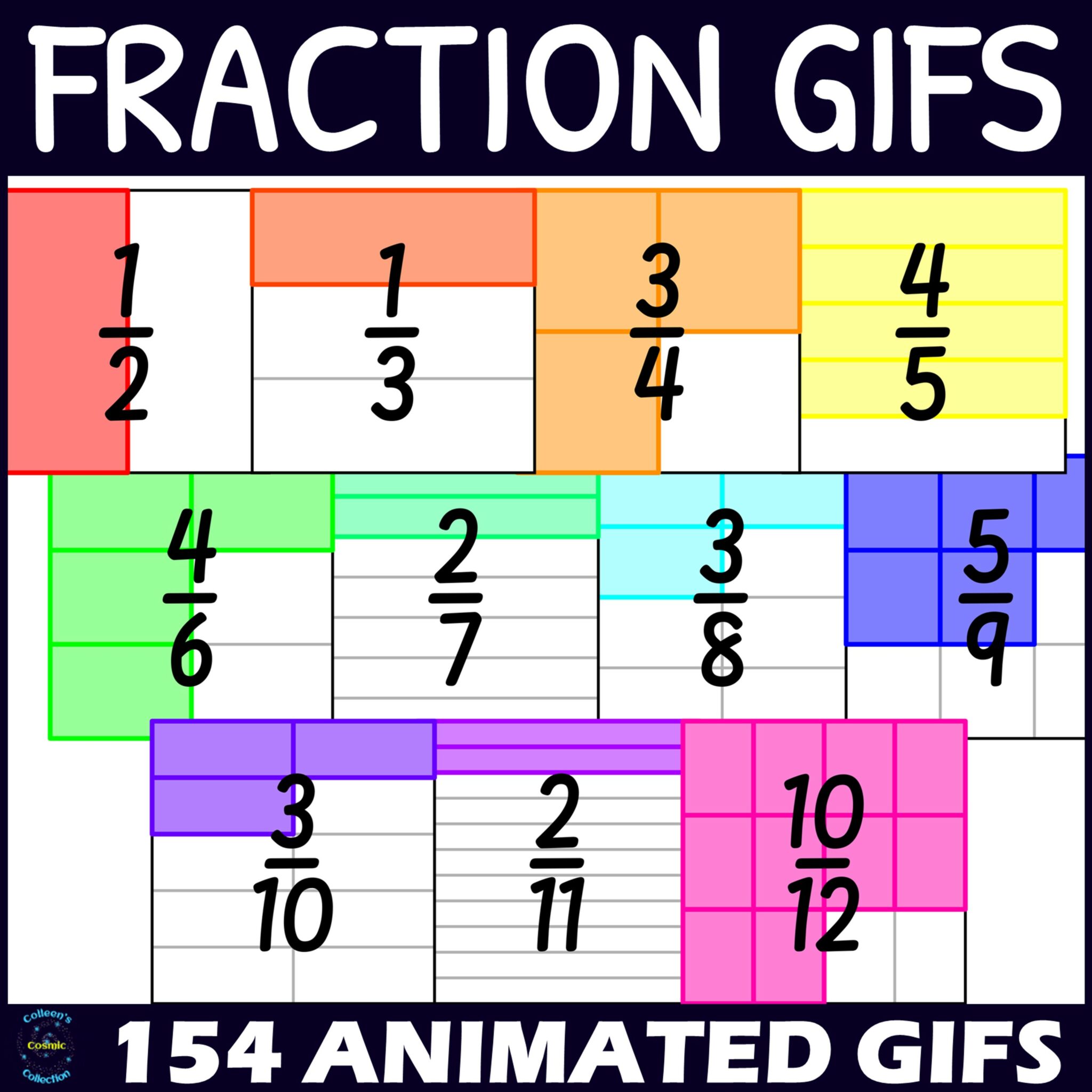 Clipart Fraction Squares And Fraction Square GIFs BUNDLE Made By Teachers