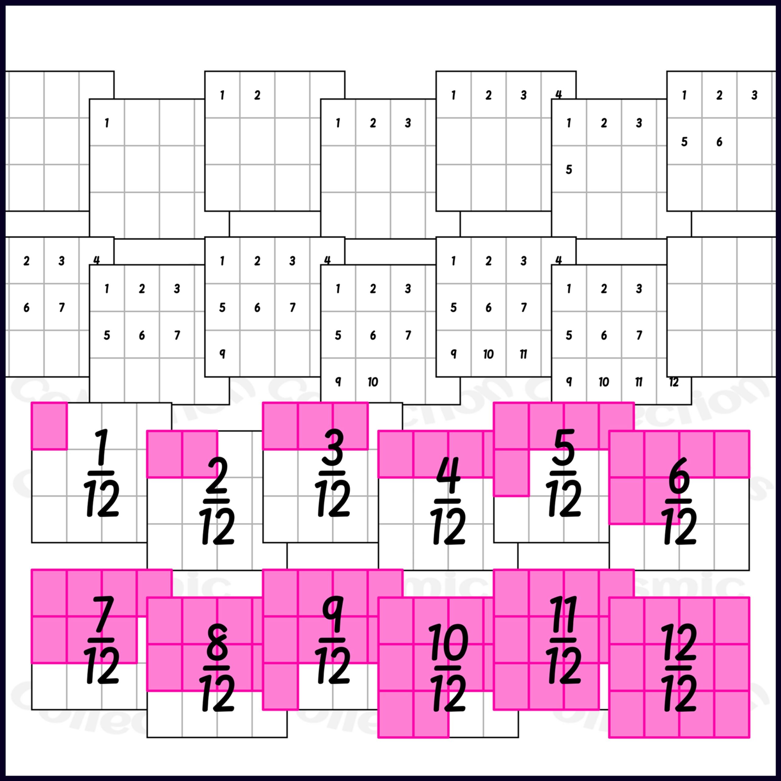 Animated GIF Shaded Square Fractions Clipart | Made By Teachers