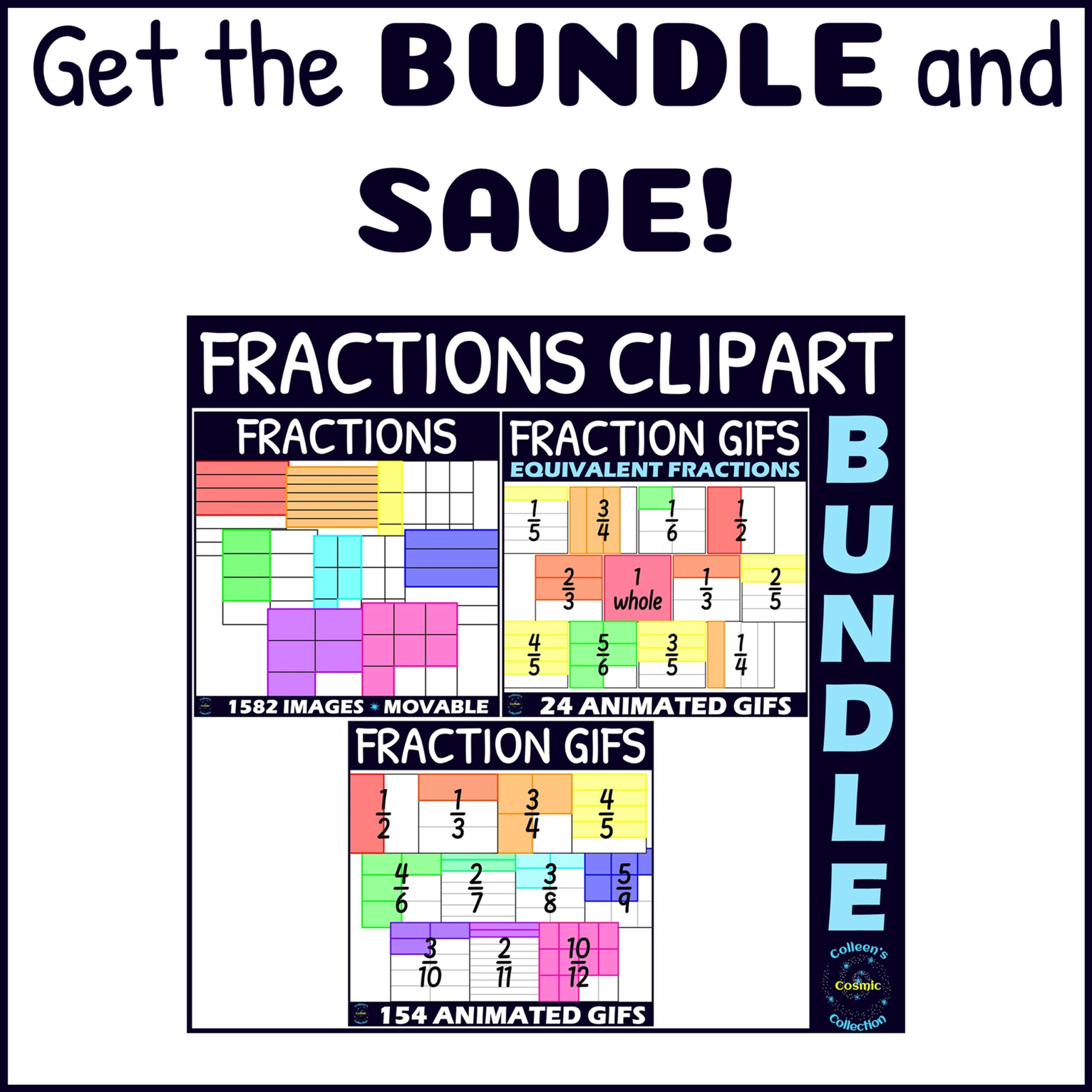 Animated GIF Shaded Square Fractions Clipart | Made By Teachers