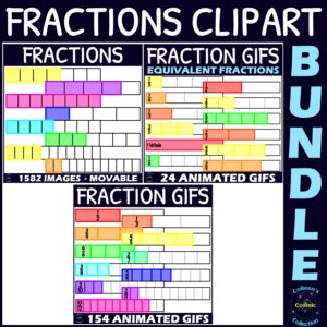 Clipart Fraction Strips and Fraction Strip GIFs BUNDLE | Made By Teachers