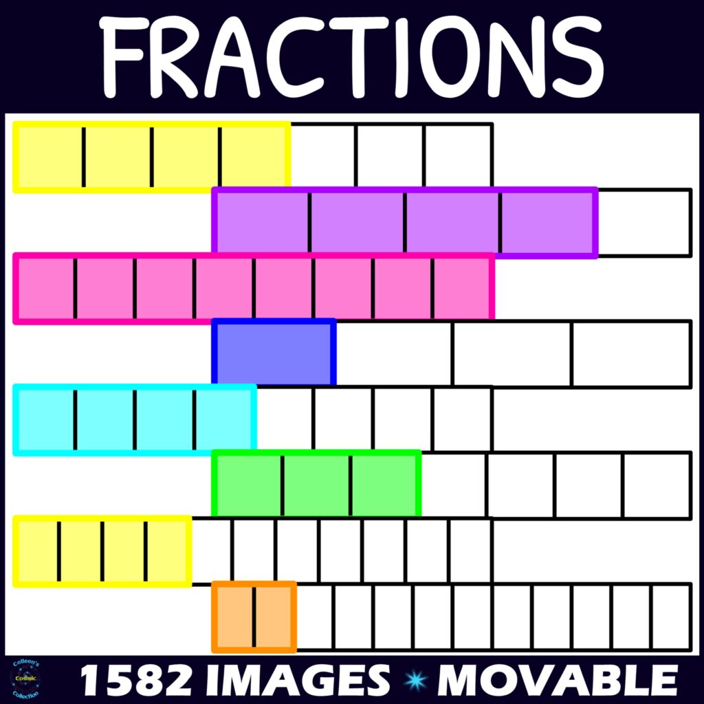 Clipart Fraction Strips and Fraction Strip GIFs BUNDLE | Made By Teachers