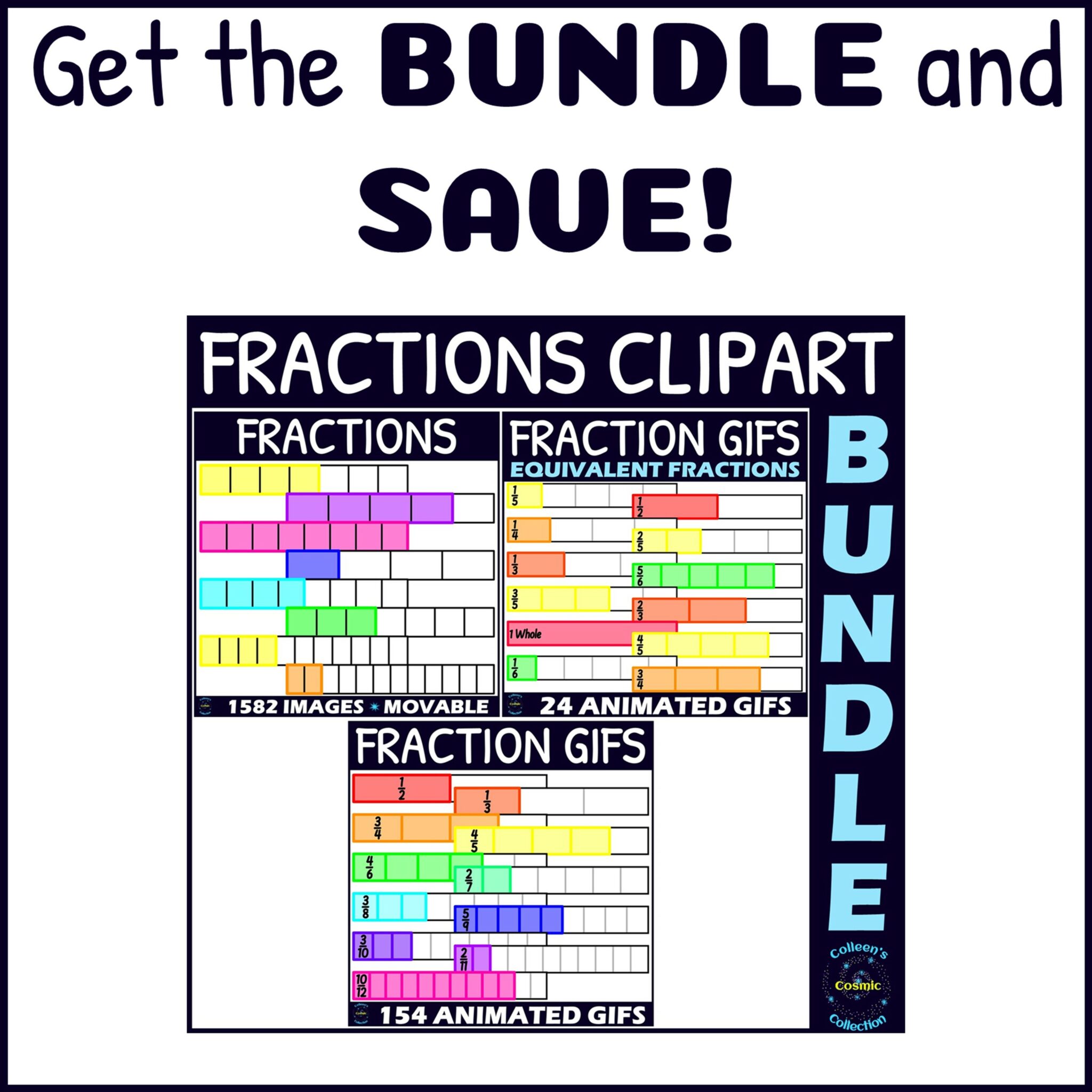 Animated GIF Shaded Strip Fractions Clipart | Made By Teachers