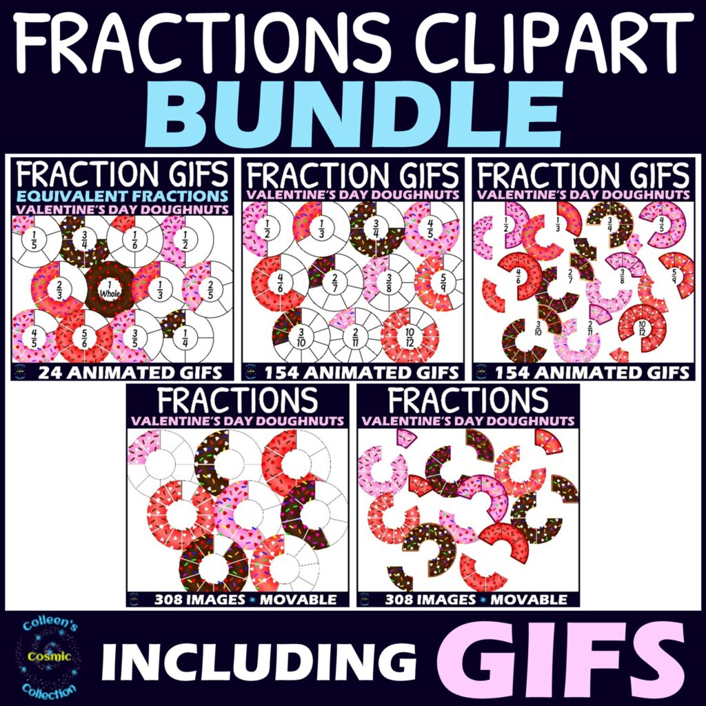 Clipart Fraction Valentines Day Donuts and Fraction Donut GIFs BUNDLE ...