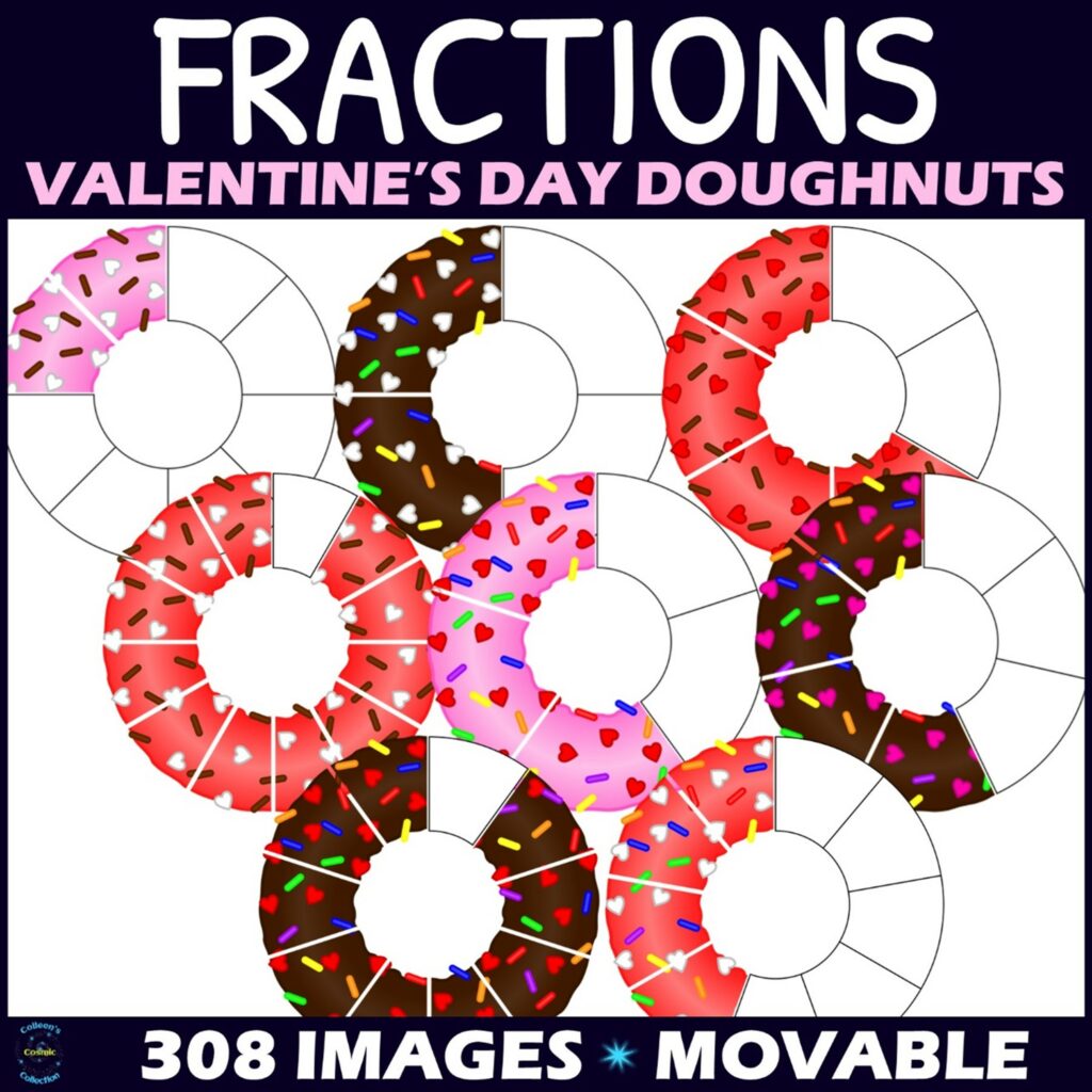 Clipart Fraction Valentines Day Donuts and Fraction Donut GIFs BUNDLE ...