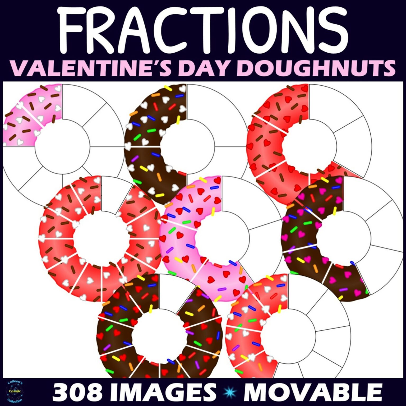 Clipart Fraction Valentines Day Donuts and Fraction Donut GIFs BUNDLE ...