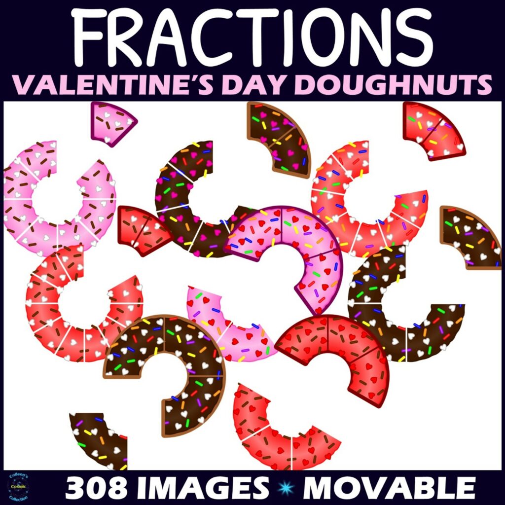 Clipart Fraction Valentines Day Donuts and Fraction Donut GIFs BUNDLE ...
