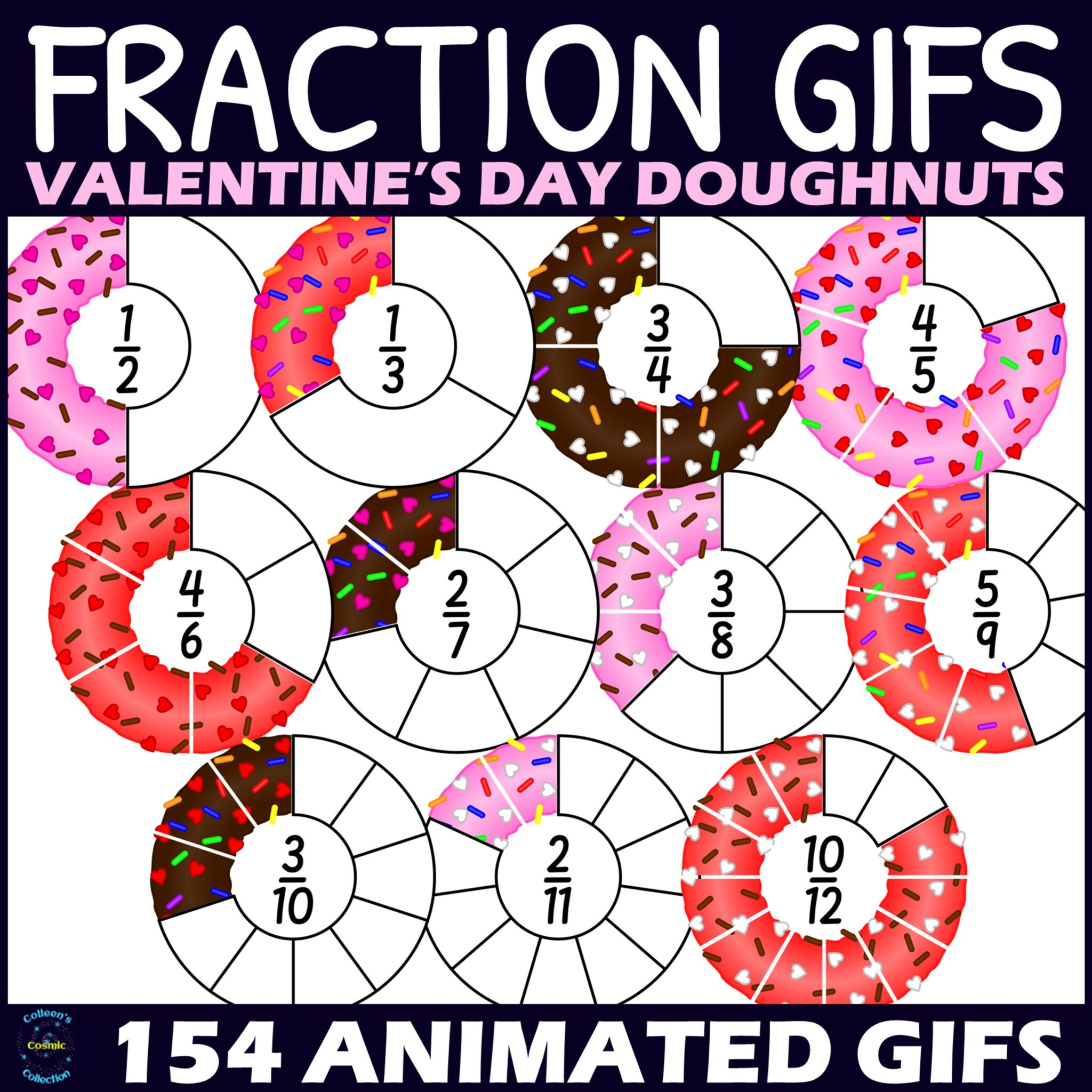 Clipart Fraction Valentines Day Donuts and Fraction Donut GIFs BUNDLE ...