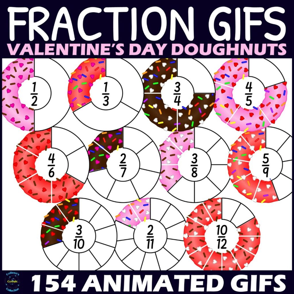 Clipart Fraction Valentines Day Donuts and Fraction Donut GIFs BUNDLE ...