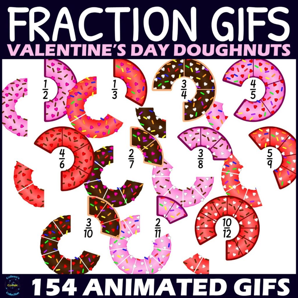 Clipart Fraction Valentines Day Donuts and Fraction Donut GIFs BUNDLE ...