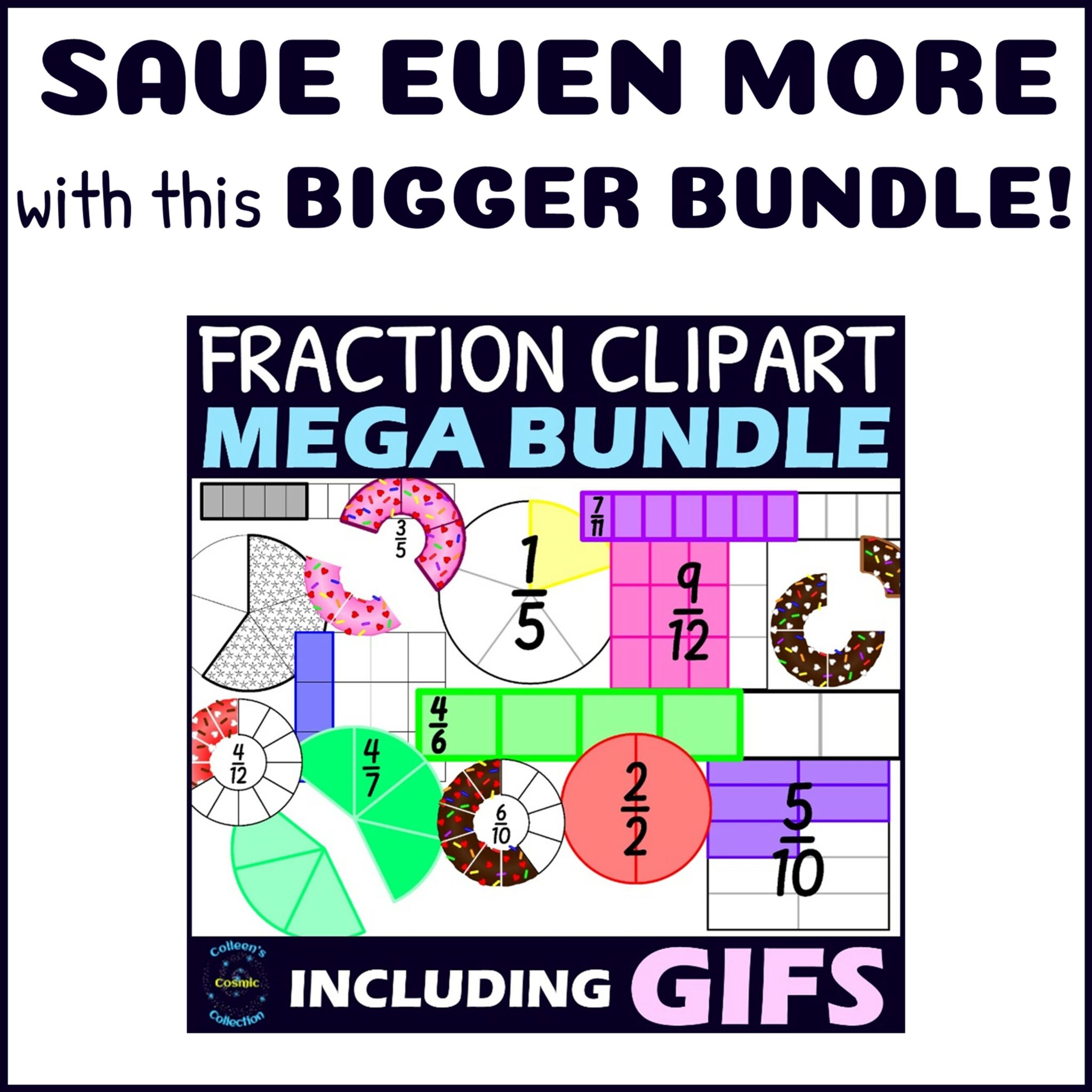 Clipart Fraction Valentines Day Donuts and Fraction Donut GIFs BUNDLE ...