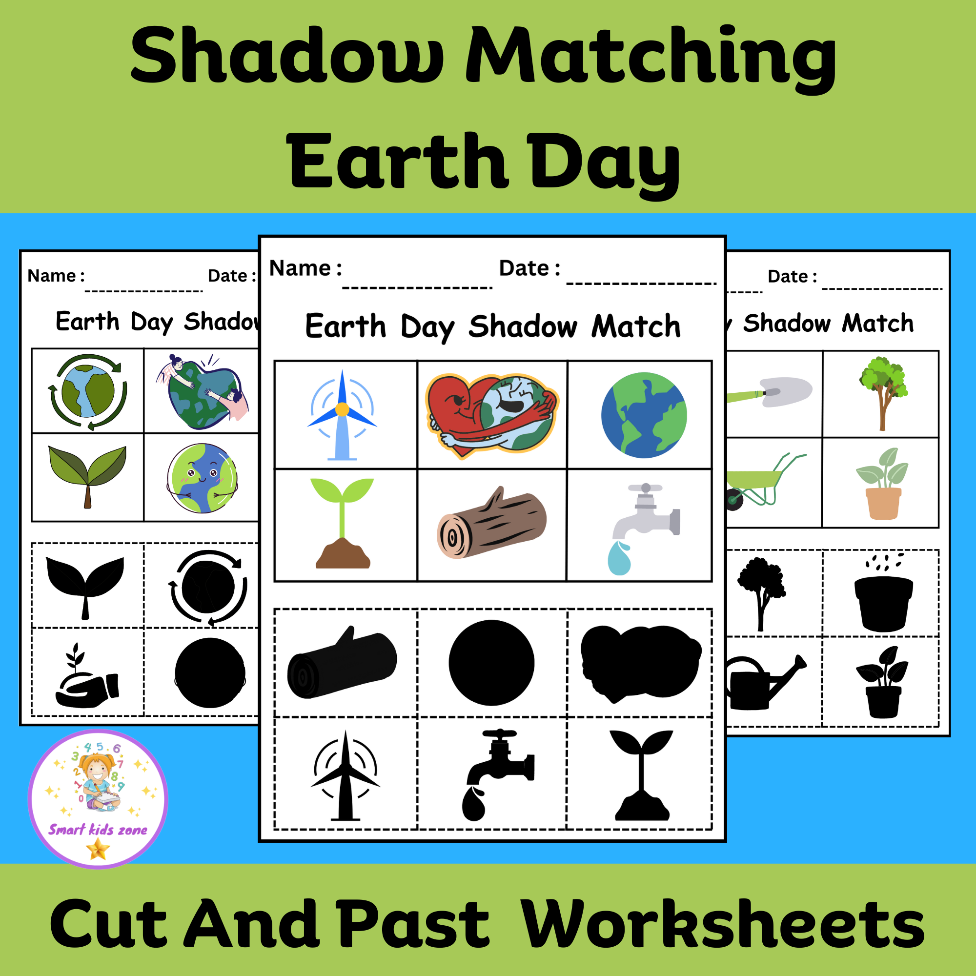 Shadow Matching Earth Day Cut & Paste Worksheets | Earth Day Activities ...