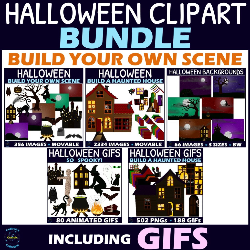 Build Your Own Halloween Scene Clipart BUNDLE | Made By Teachers