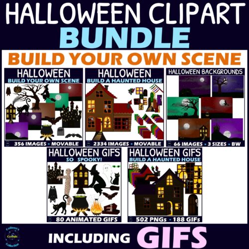 Build Your Own Halloween Scene Clipart BUNDLE | Made By Teachers