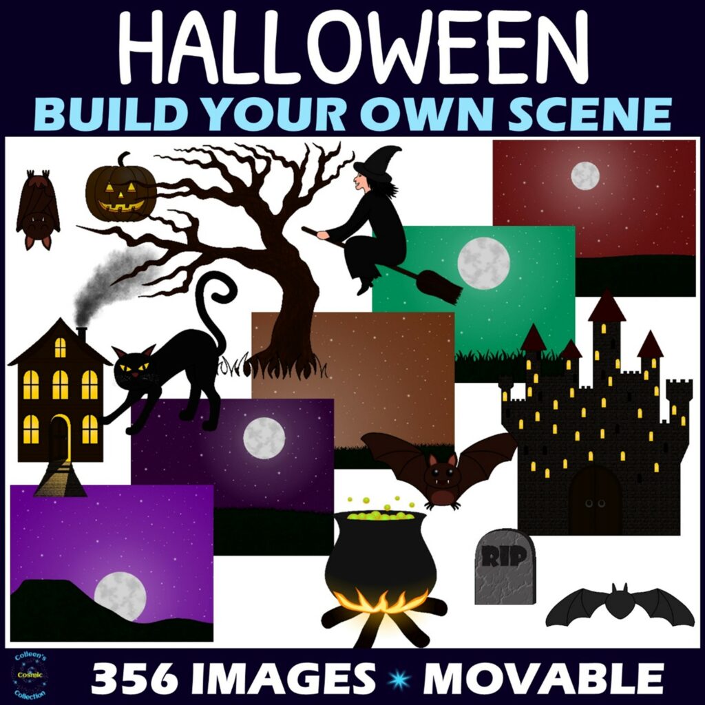 Build Your Own Halloween Scene Clipart BUNDLE | Made By Teachers