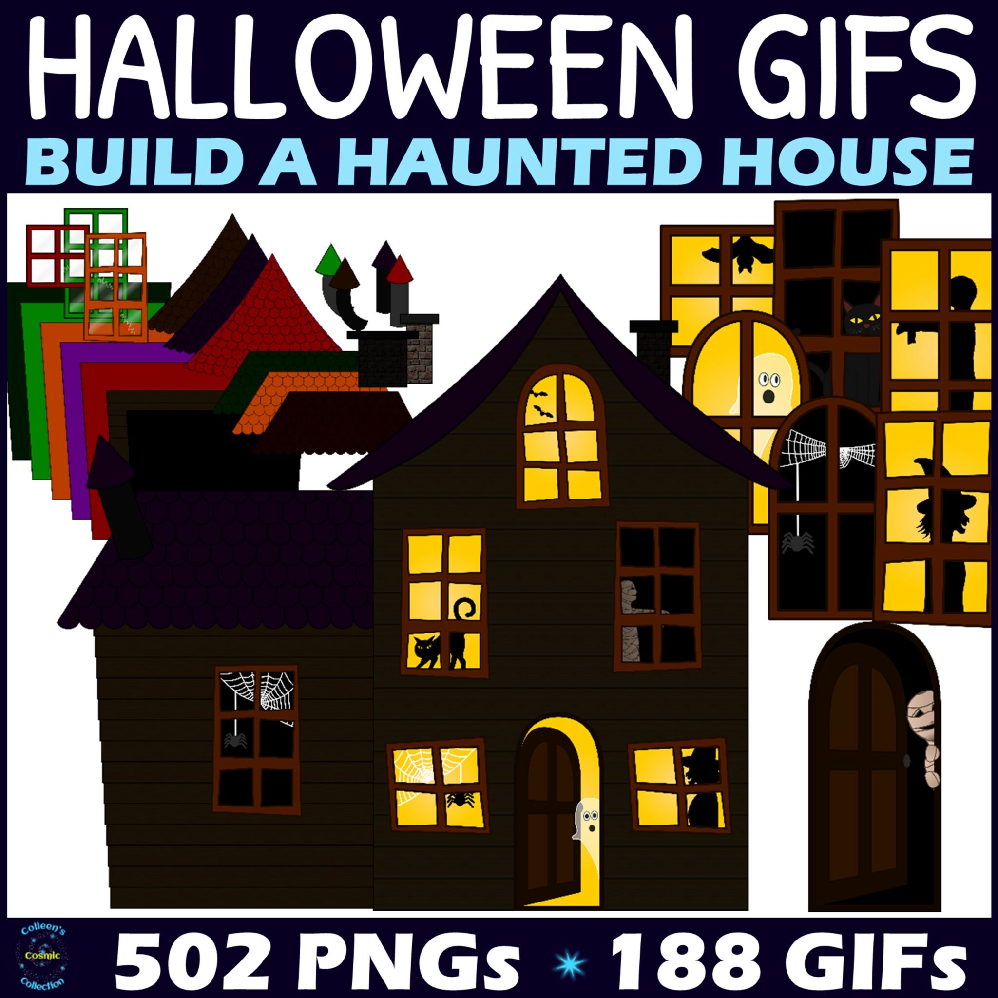 Animated Build a Haunted House Halloween GIFs | Made By Teachers