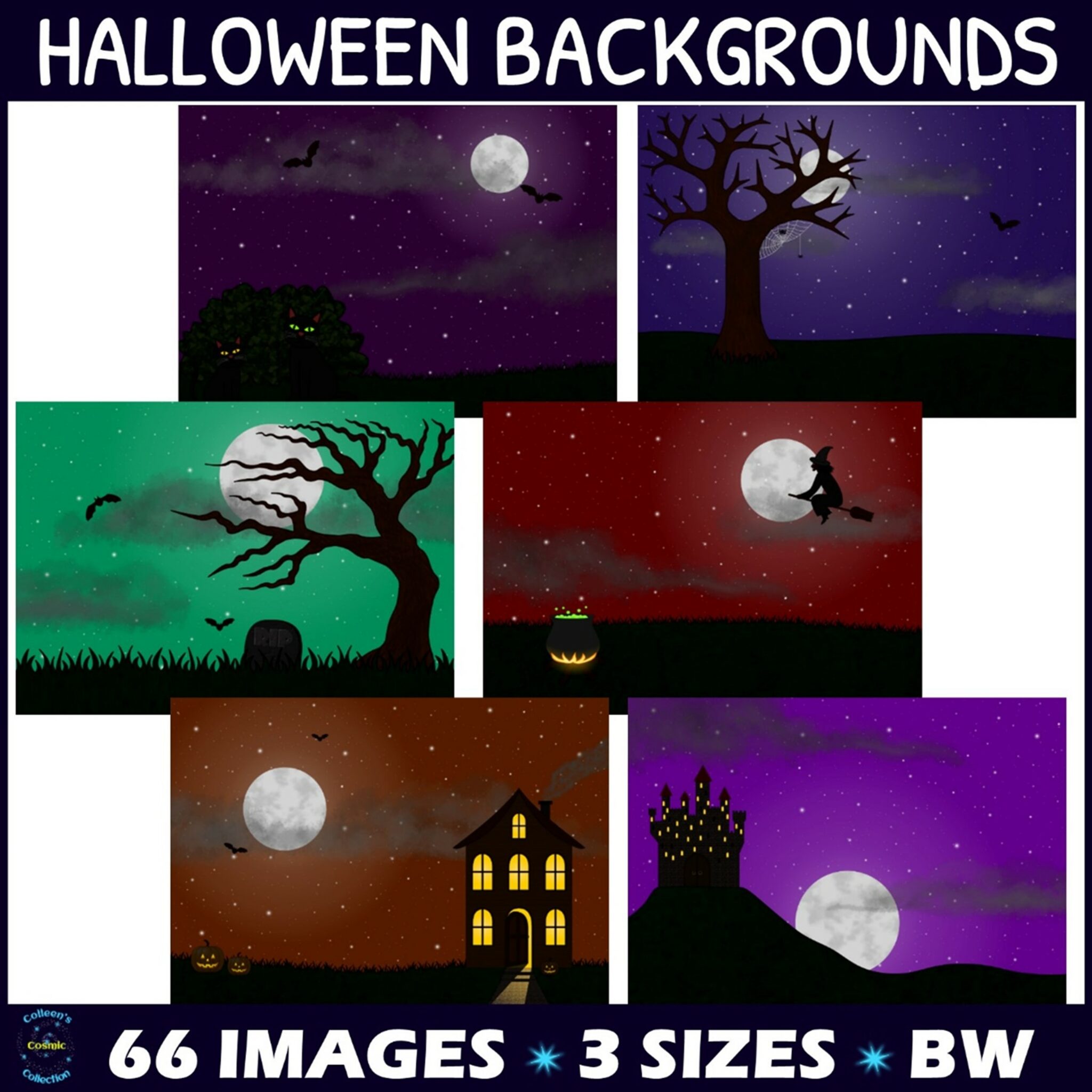 Build Your Own Halloween Scene Clipart BUNDLE | Made By Teachers