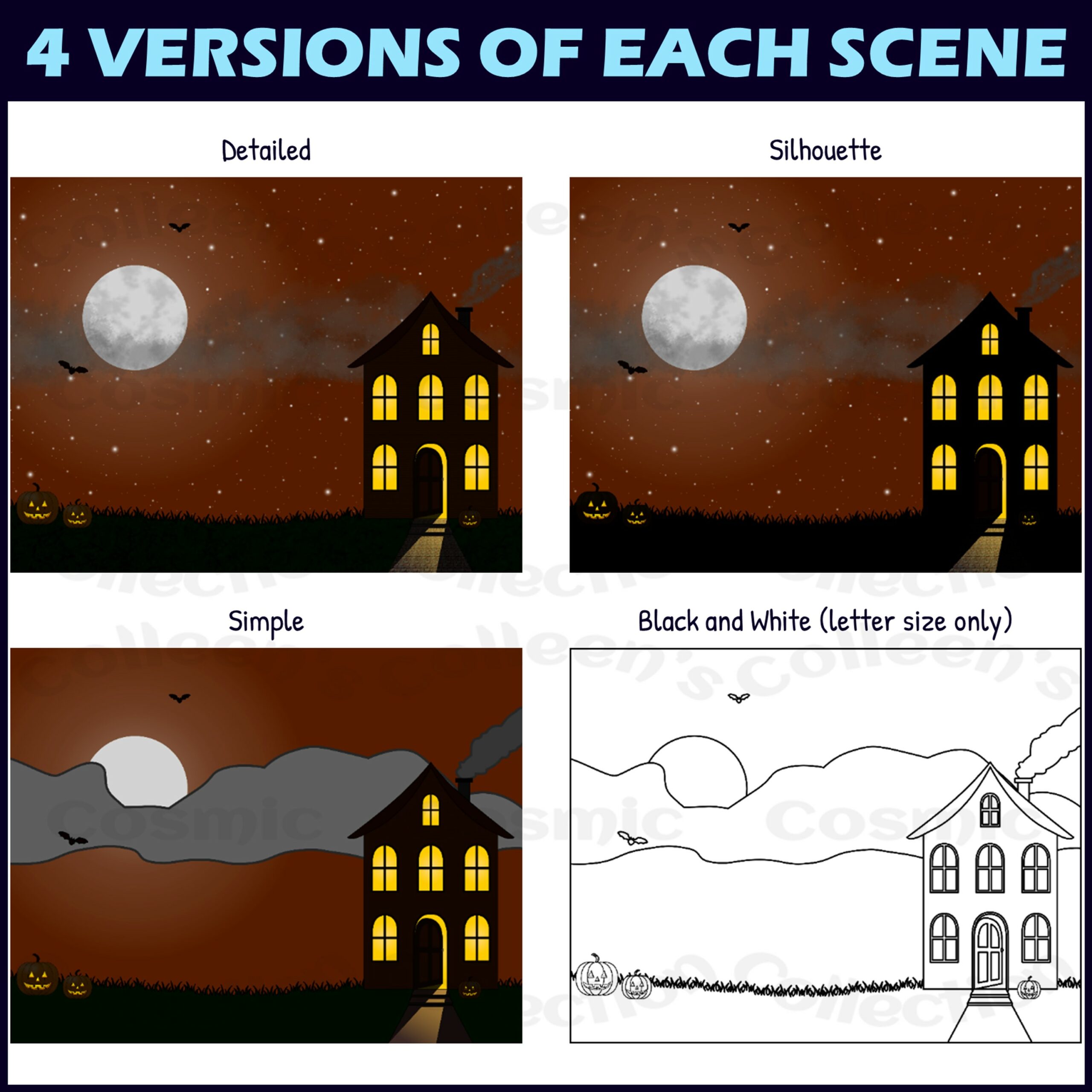 Halloween Background Scenes Clipart | Made By Teachers