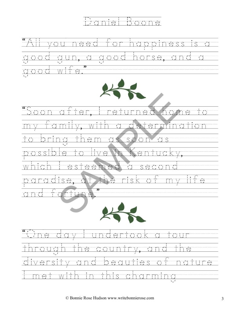A Nation Grows: Famous Quotes by Daniel Boone Copywork | Made By Teachers