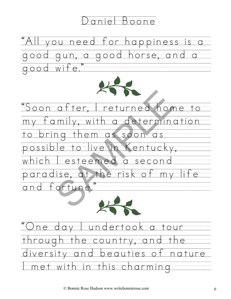 A Nation Grows: Famous Quotes by Daniel Boone Copywork | Made By Teachers