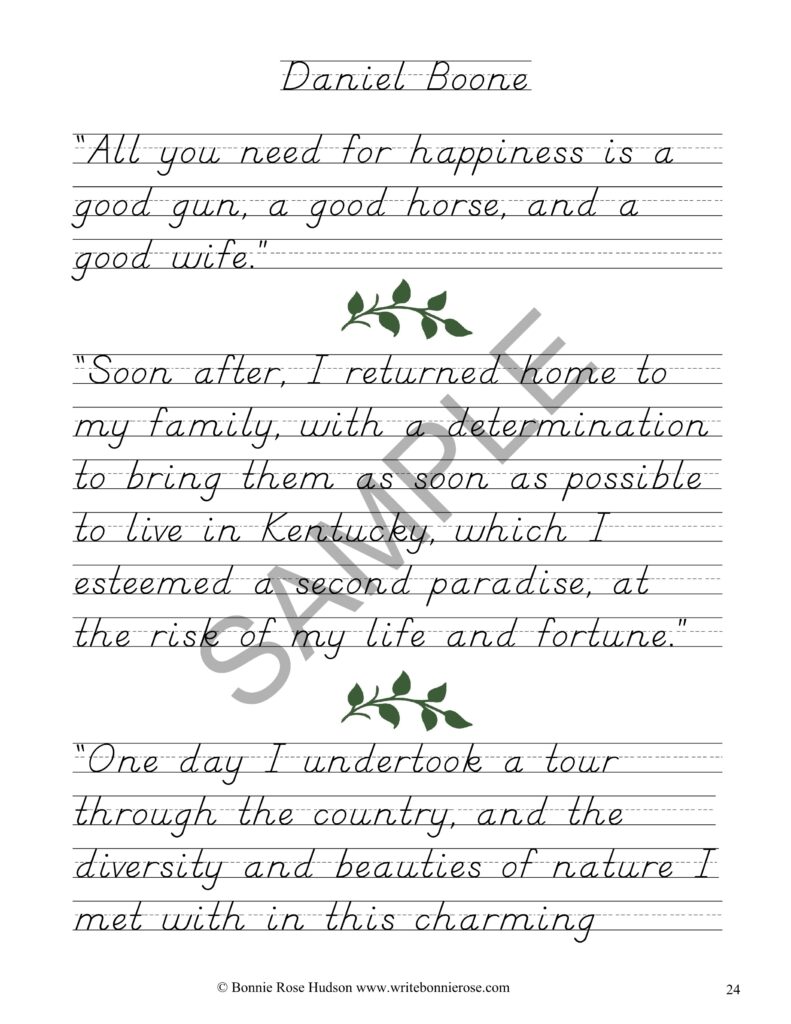 A Nation Grows: Famous Quotes by Daniel Boone Copywork | Made By Teachers