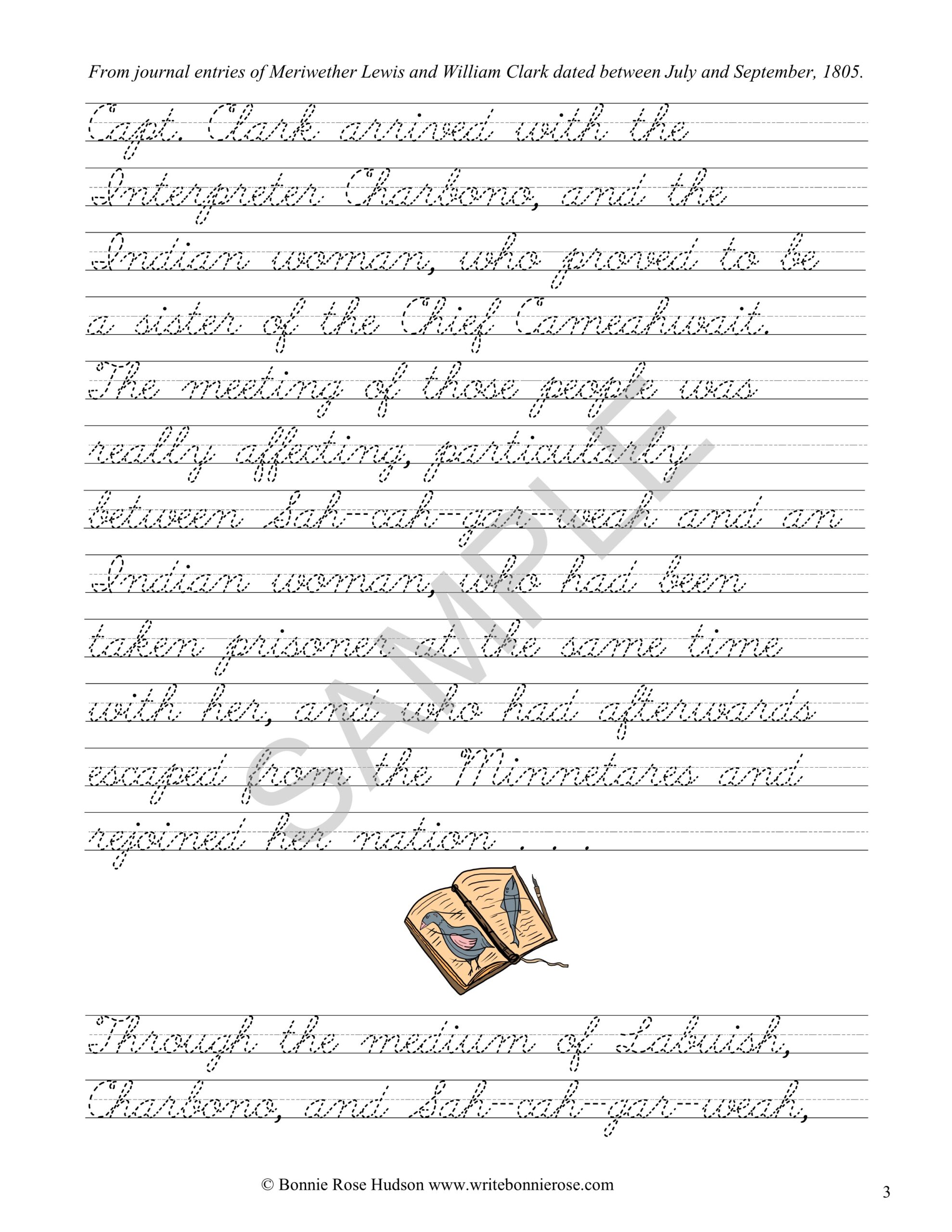 Copywork from the Journals of Lewis and Clark Cursive Style | Made By ...
