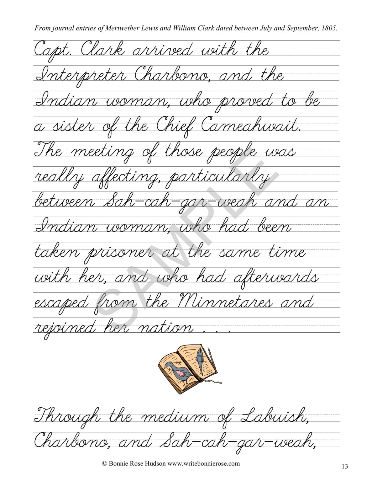 Copywork from the Journals of Lewis and Clark Cursive Style | Made By ...