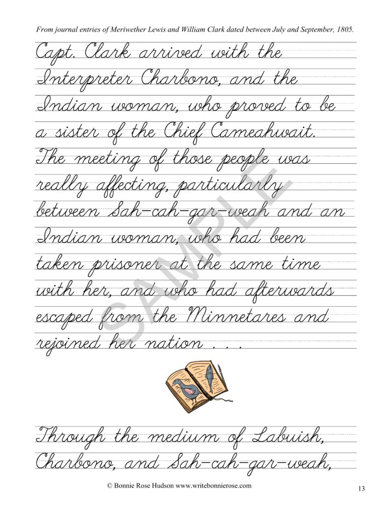Copywork from the Journals of Lewis and Clark Cursive Style | Made By ...
