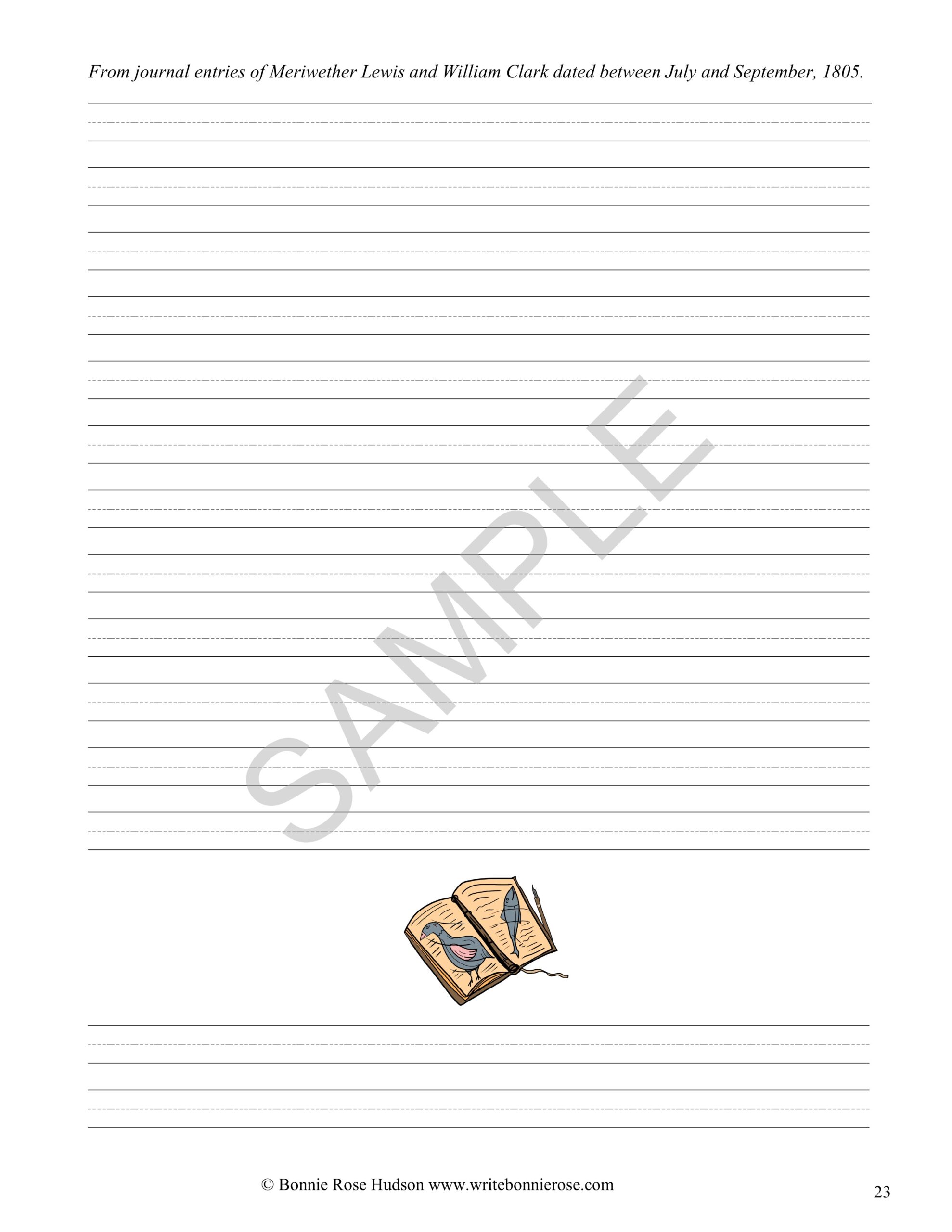 Copywork from the Journals of Lewis and Clark Cursive Style | Made By ...