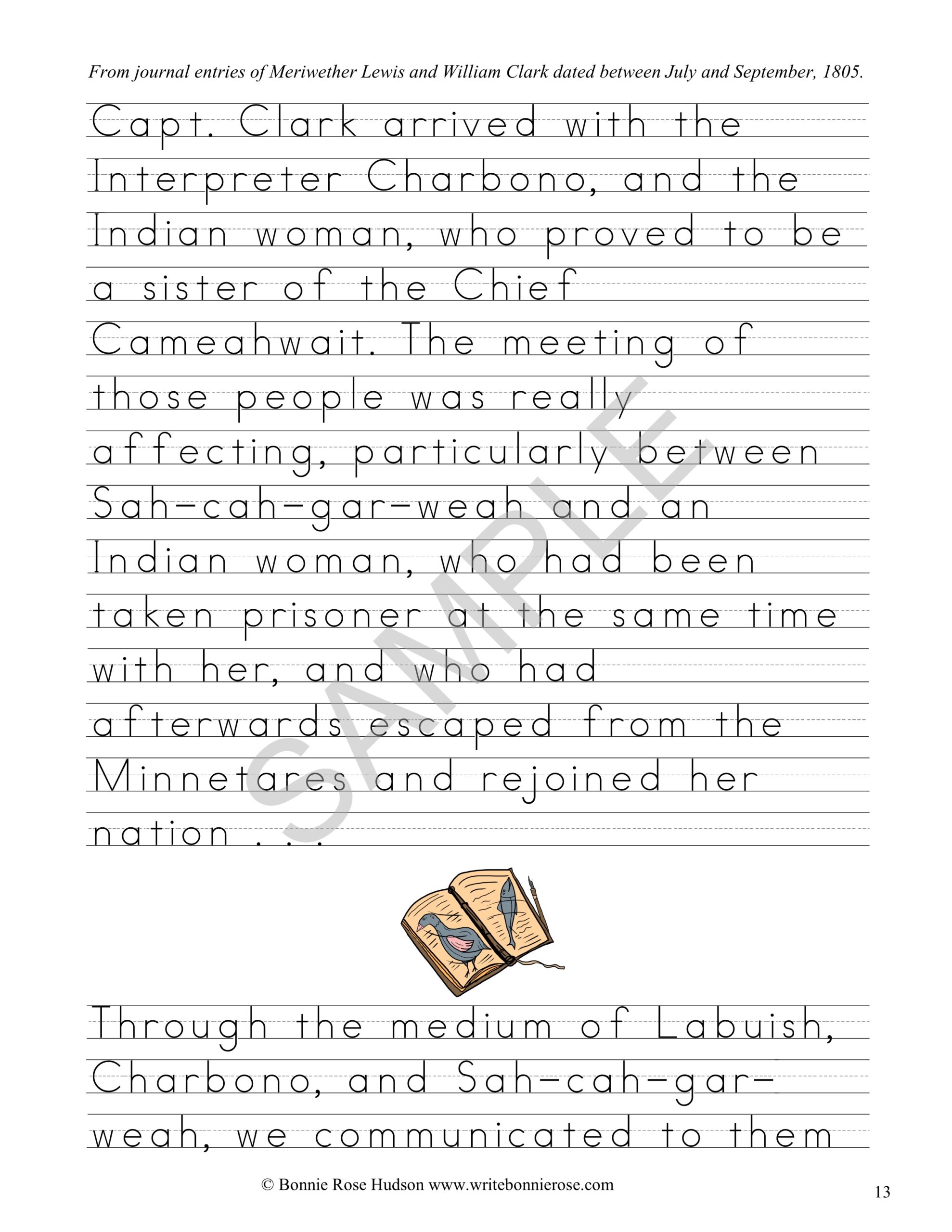 Copywork from the Journals of Lewis and Clark Print Style | Made By ...