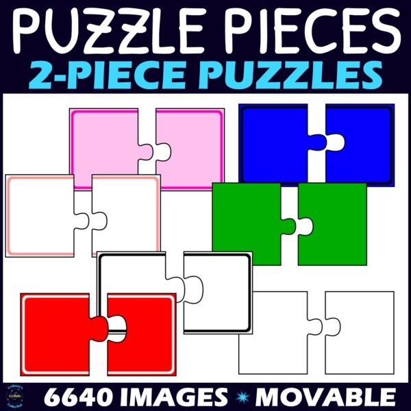 2 Piece Puzzle Pieces Clipart - 20 Unique Self Correcting Puzzles ...