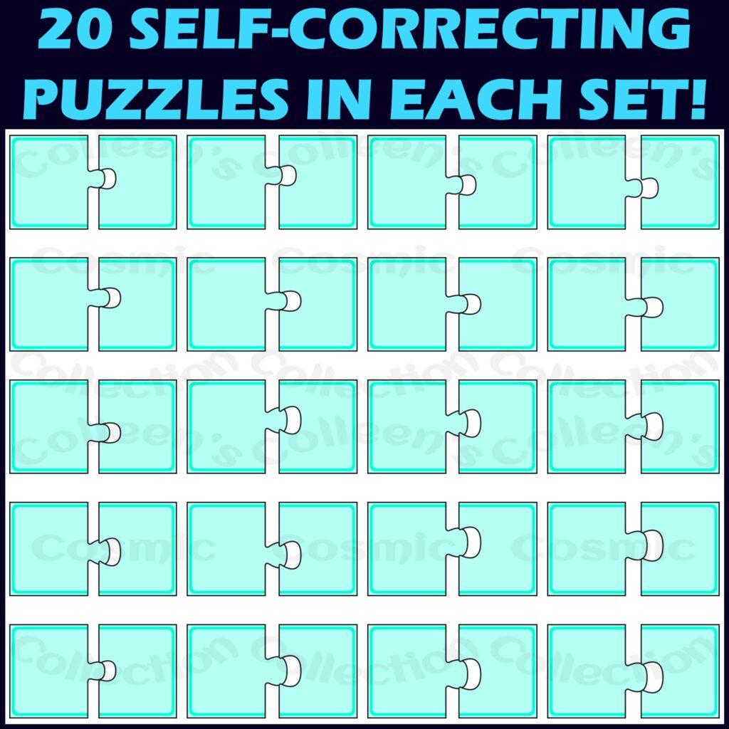 2 Piece Puzzle Pieces Clipart - 20 Unique Self Correcting Puzzles ...