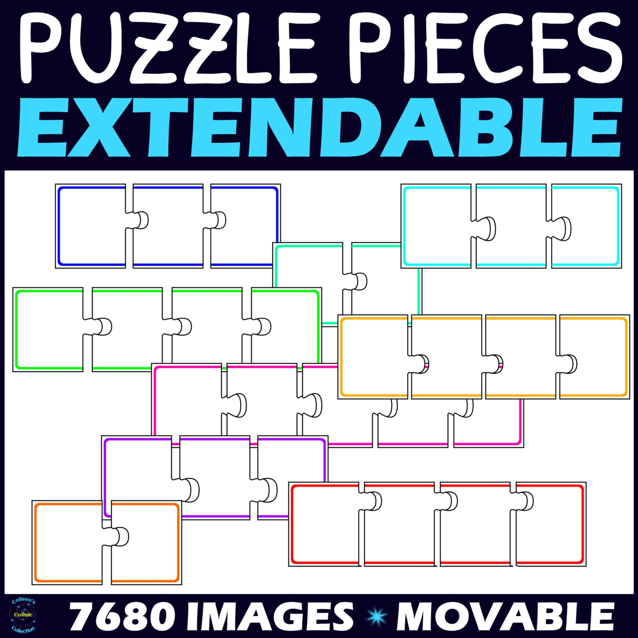 Extendable Puzzle Pieces Clipart - 40 Unique Puzzles | Made By Teachers