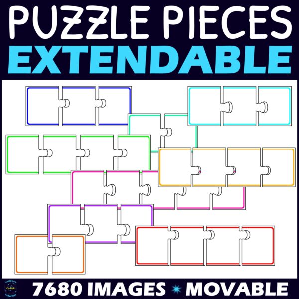 Extendable Puzzle Pieces Clipart - 40 Unique Puzzles - Made By Teachers