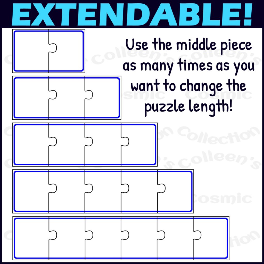 Extendable Puzzle Pieces Clipart - 40 Unique Puzzles | Made By Teachers