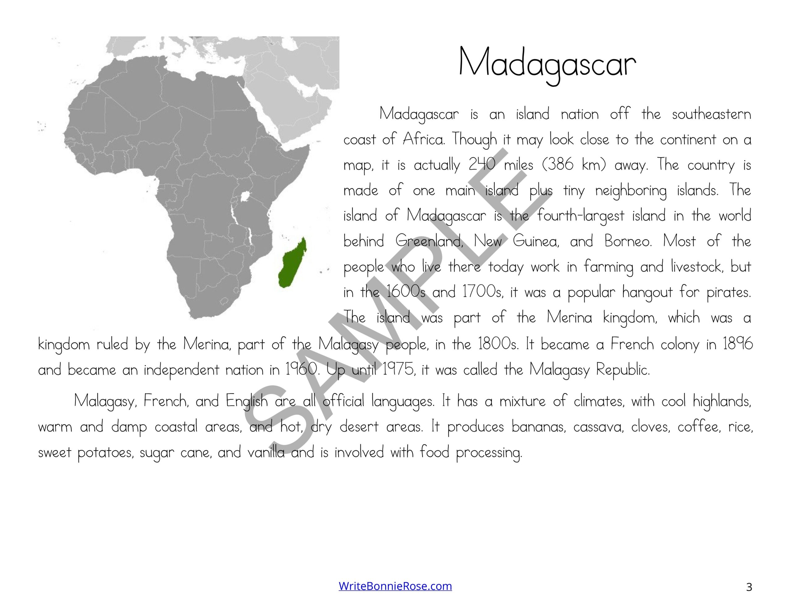 My Book About Madagascar with Print Copywork | Made By Teachers