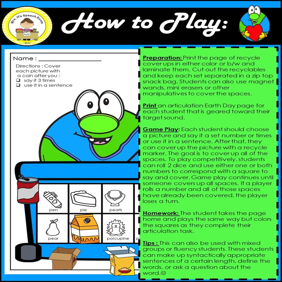 Earth Day Speech Therapy Articulation Activity | Made By Teachers