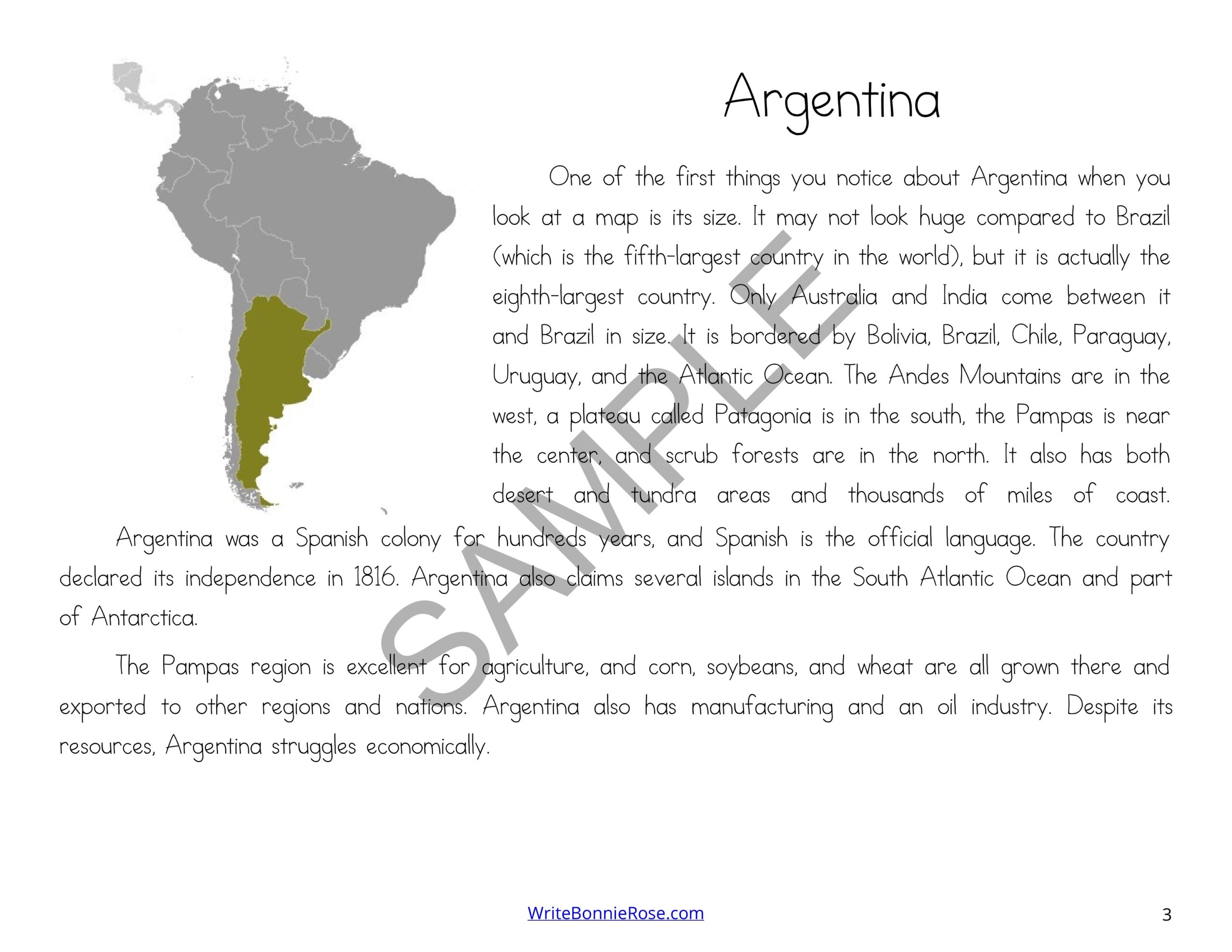 My Book About Argentina with Print Copywork | Made By Teachers
