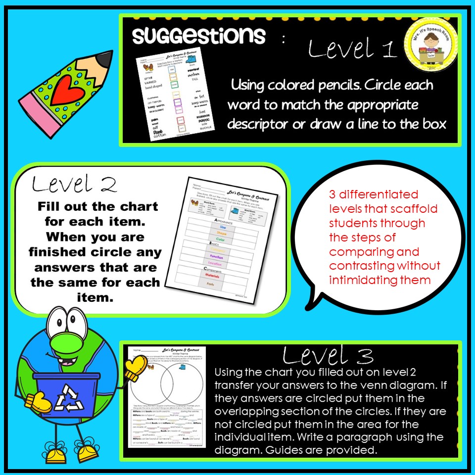 Speech Therapy Compare and Contrast - Earth Day Theme Freebie | Made By ...