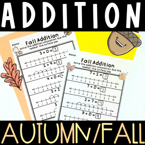 Autumn Fall Addition with a Number Line Worksheets Kindergarten 1st ...