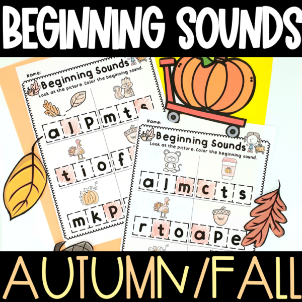 Autumn Fall Beginning Sounds Worksheets Initial Sounds Kindergarten 1st ...