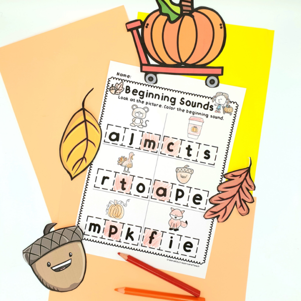 Autumn Fall Beginning Sounds Worksheets Initial Sounds Kindergarten 1st ...