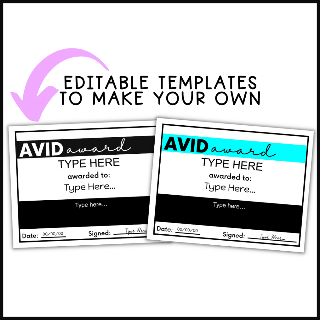 AVID End of The Year Editable Awards / Certificates - Black and White ...