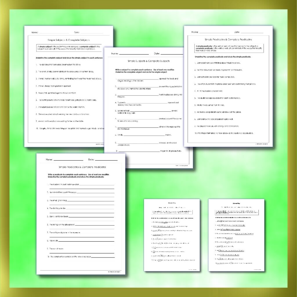 Sentences BUNDLE Grades 4-5 - Subjects Predicates Conjunctions ...