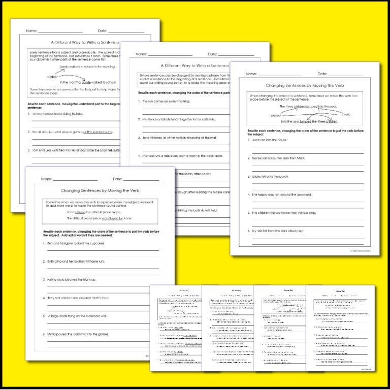 Sentences BUNDLE Grades 4-5 - Subjects Predicates Conjunctions ...