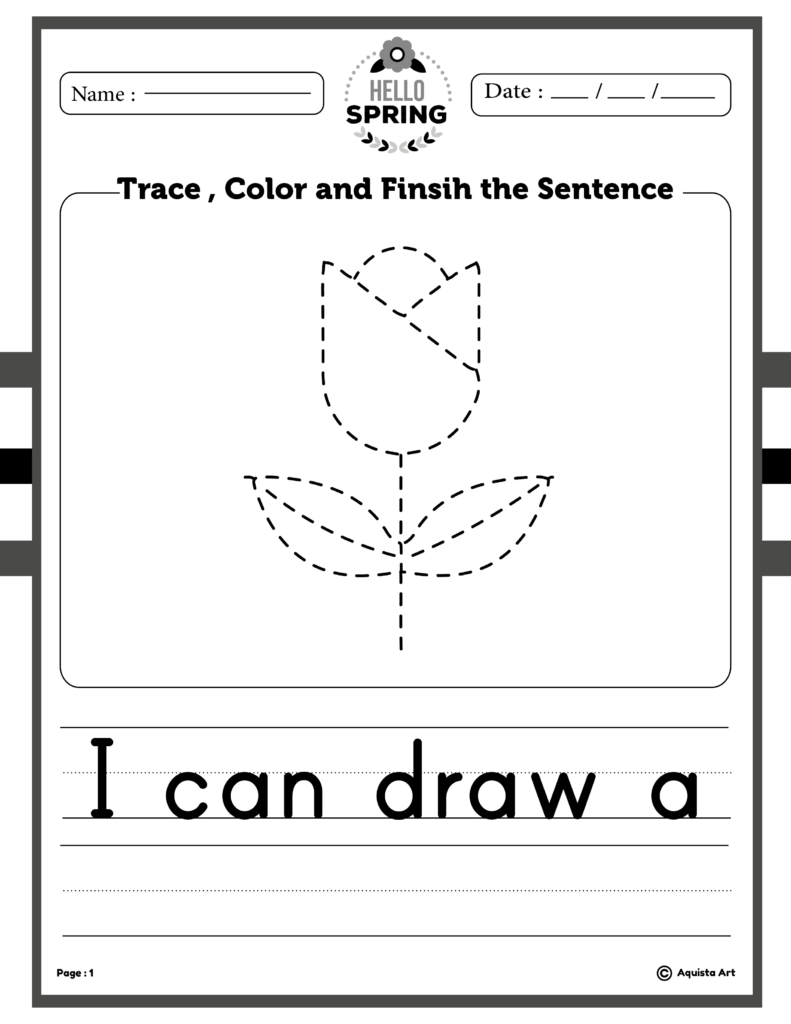 Spring , Trace Colore & Finsih The Sentence Worksheets | Made By Teachers