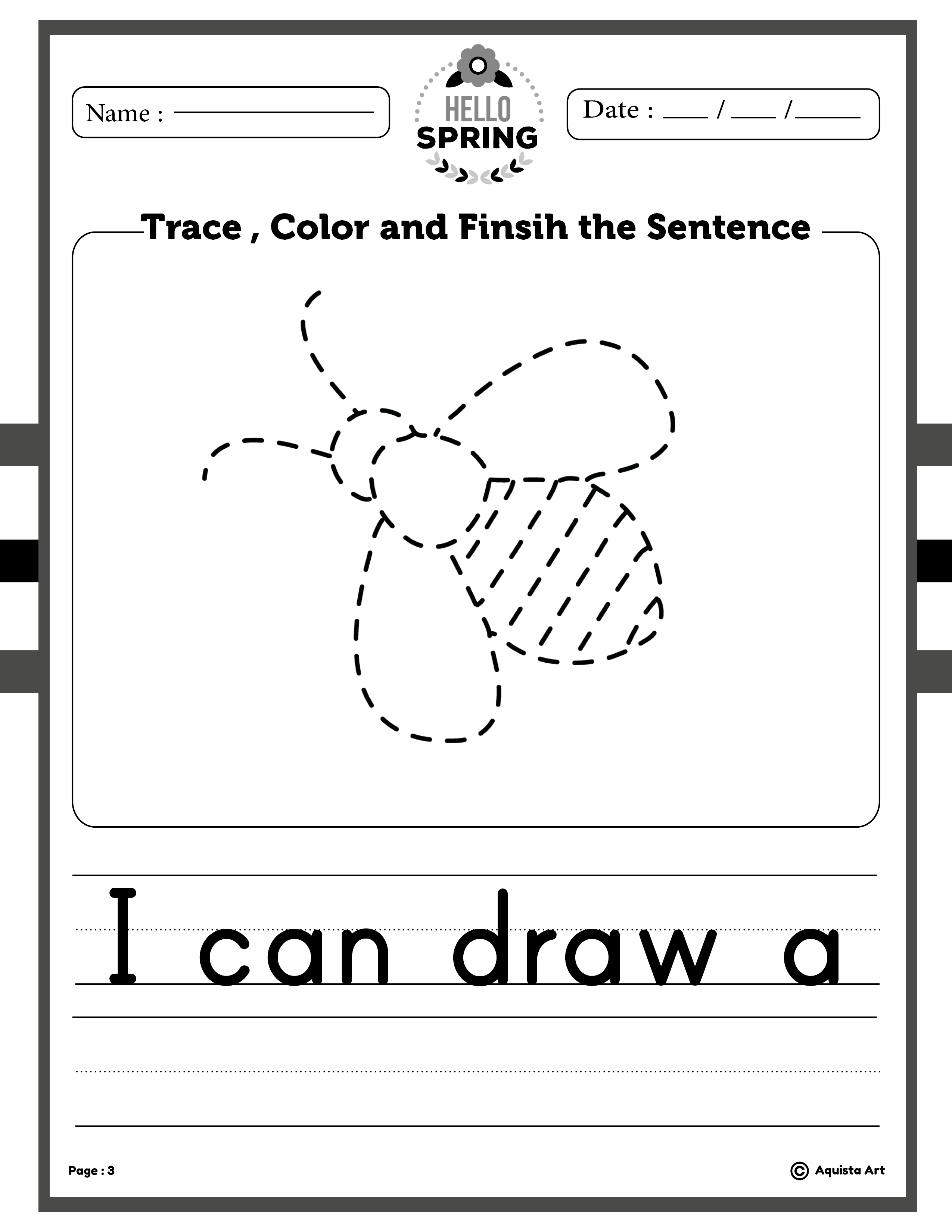 Spring , Trace Colore & Finsih The Sentence Worksheets | Made By Teachers