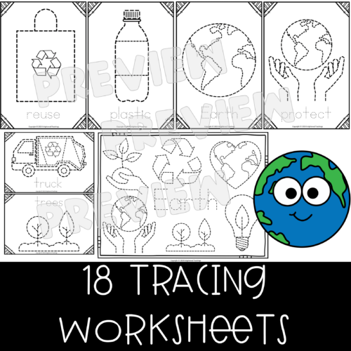 Earth Day Tracing Worksheets Fine Motor Activity Earth Day Tracing ...