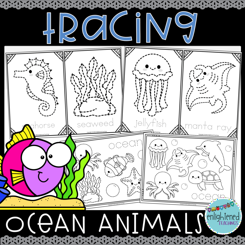 Ocean Animals Tracing Worksheets Fine Motor Activity Ocean Animals ...